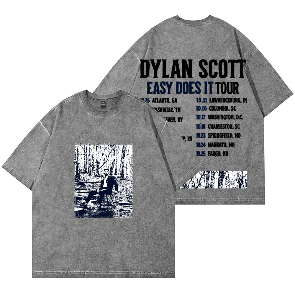 Dylan Scott Easy Does It Tour Vintage Wash T-Shirts Women Men Cotton ...