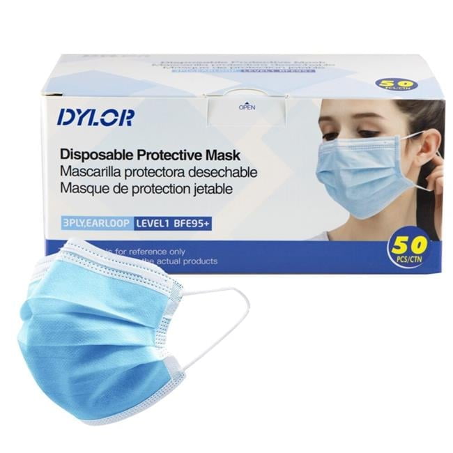 Dylor 6721 Dylor Disposable Protective Face Mask Level 1 Case of 50 ...