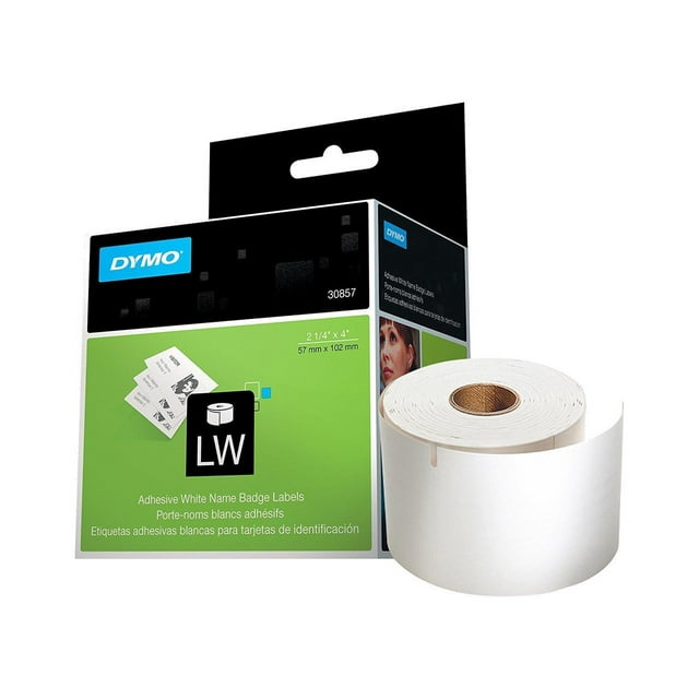 Dymo 1760756 4" Self-Adhesive Name Badge Label, Black/White - 1 Roll ...