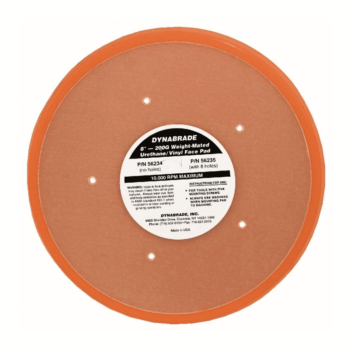 Free Shipping! Dynabrade DYN-56234 8 inch (203 mm) Dia. Non-Vacuum Disc ...