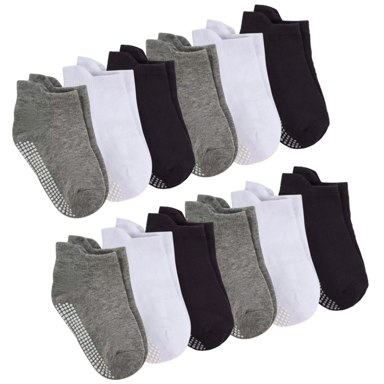 Dynadans 12-Pairs Non-Slip Medium Thick Cotton Ankle Socks for Infant ...