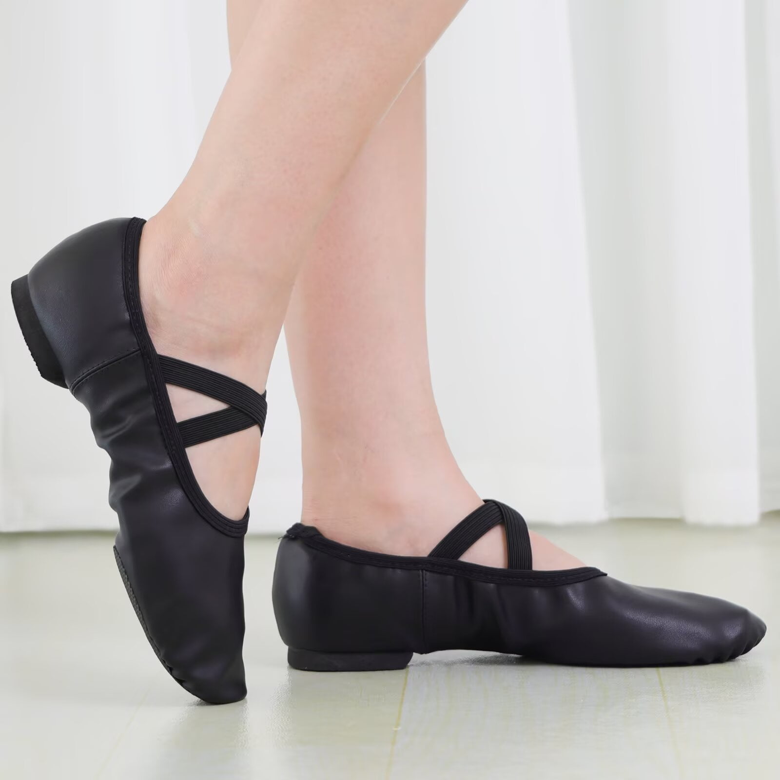 Dynadans PU Leather Jazz Dance Shoes with X Straps for Big Kid & Adult ...