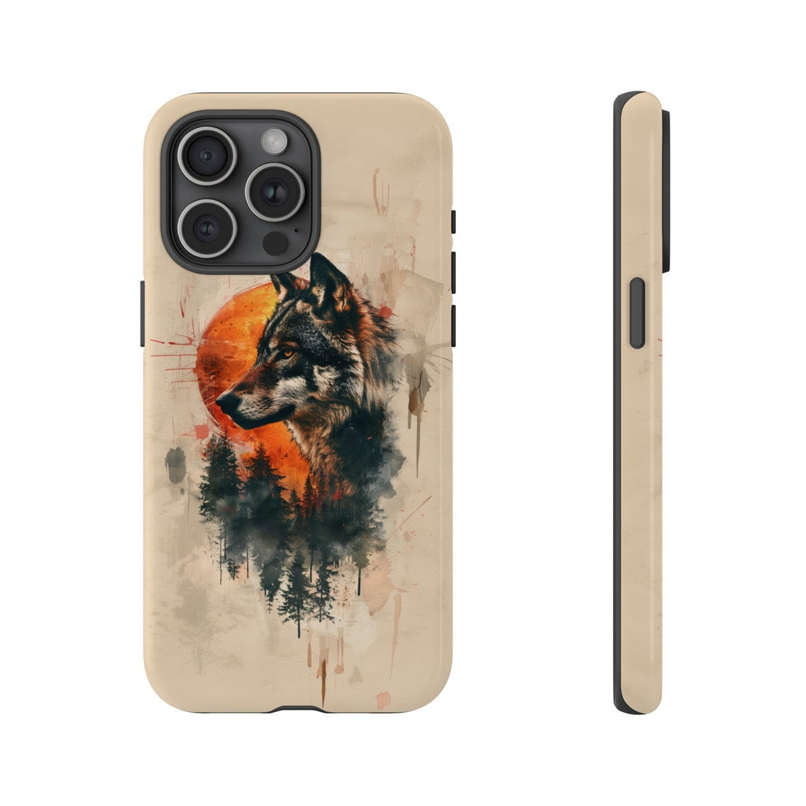 Dynamic Abstract Wolf Under Blood Moon Forest Scene Art Phone Case with ...