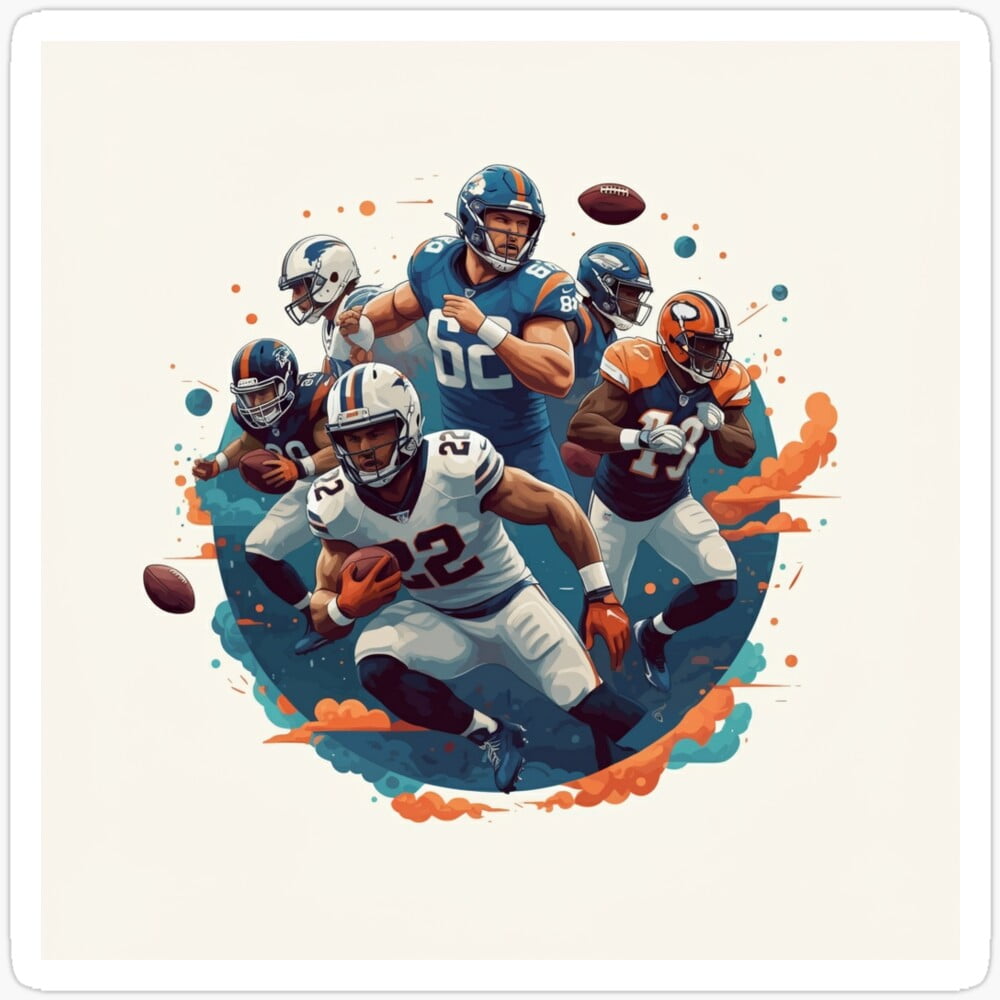 Dynamic American Football Action Design Â€“ Vibrant Sports Artwork ...