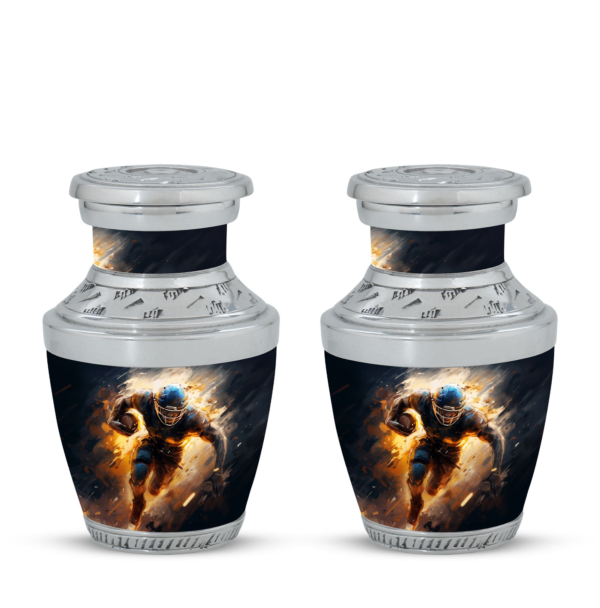 Dynamic American Football Player in Action Petite Memorial Urn for ...