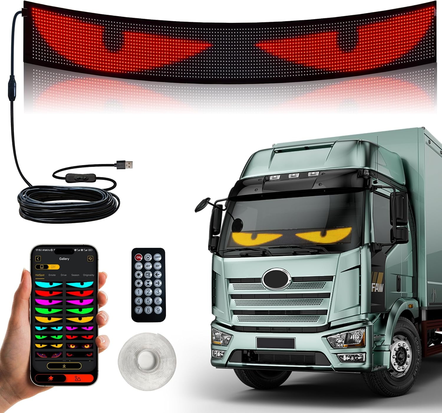 LAXAZOPA Dynamic Animated LED Car Eyes Halloween Blinking Glowing Eyes ...