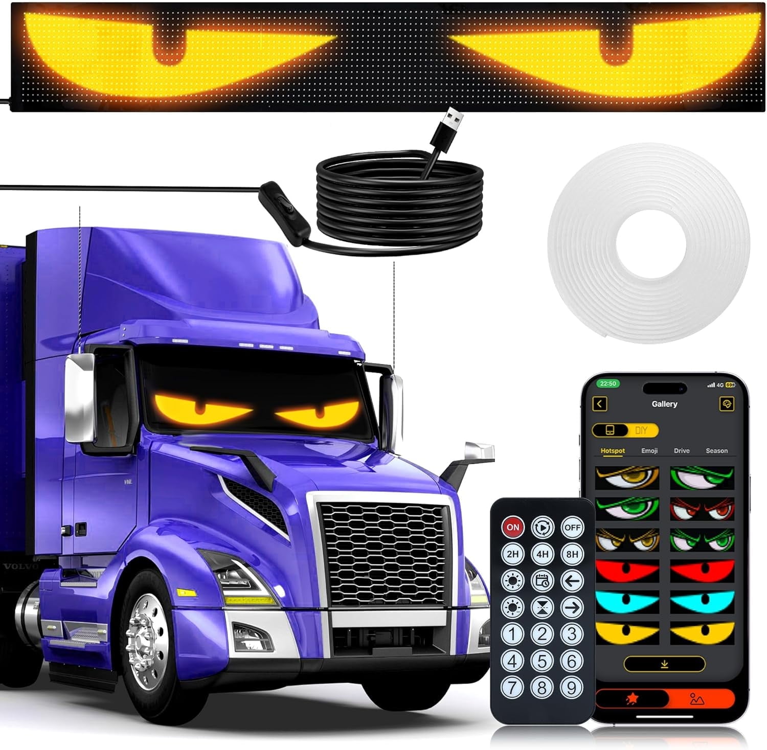 Dynamic Animated LED Car Eyes Halloween, Blinking LED Devil Eyes for ...