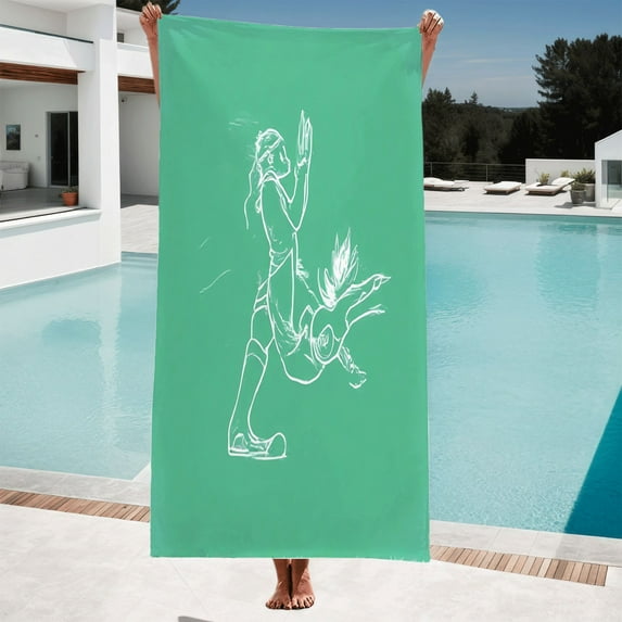 Dynamic Athletic Figures Beach Towel - Playful Acrobatic Design Solid ...
