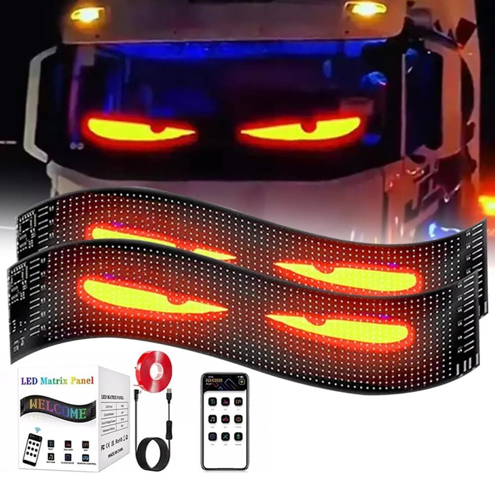Dynamic Big Devil Eyes Light for Cars,Colorful Eye Lamp Soft Screen for ...