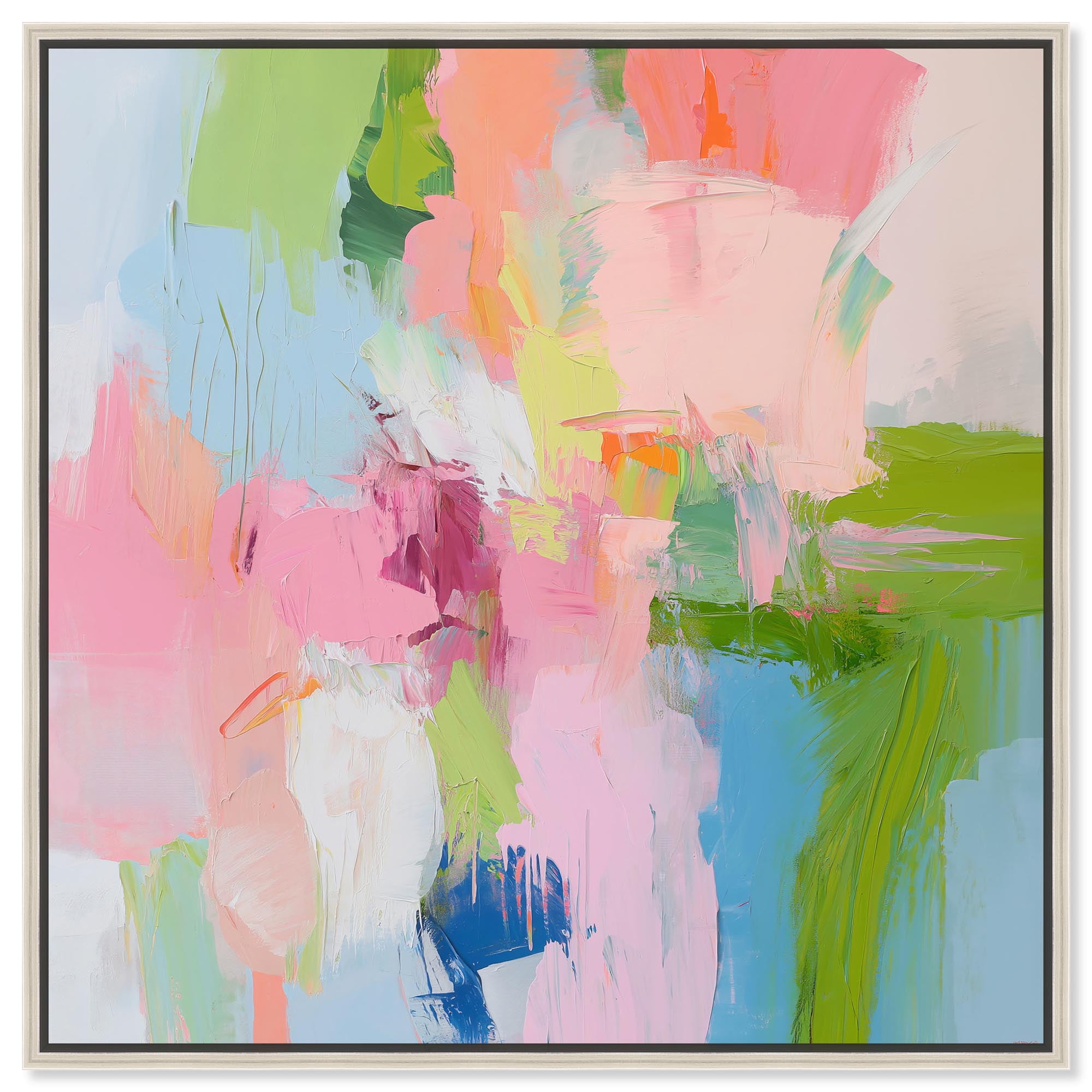 Dynamic Brushwork Canvas Modern Colorful Print by Art Remedy, Silver Frame, 12" x 12" - Walmart.com