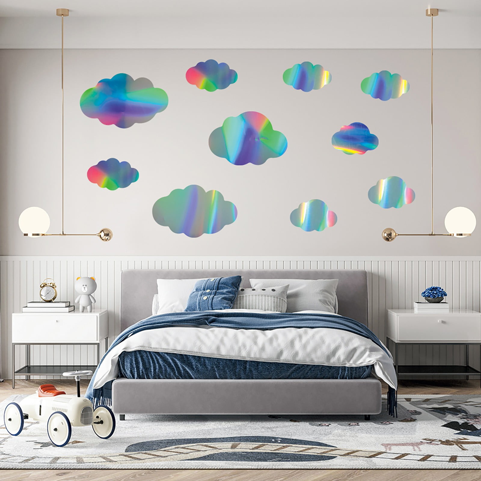 Dynamic Cloud Wall Decals Interchangeable Rainbow Design Murals for ...