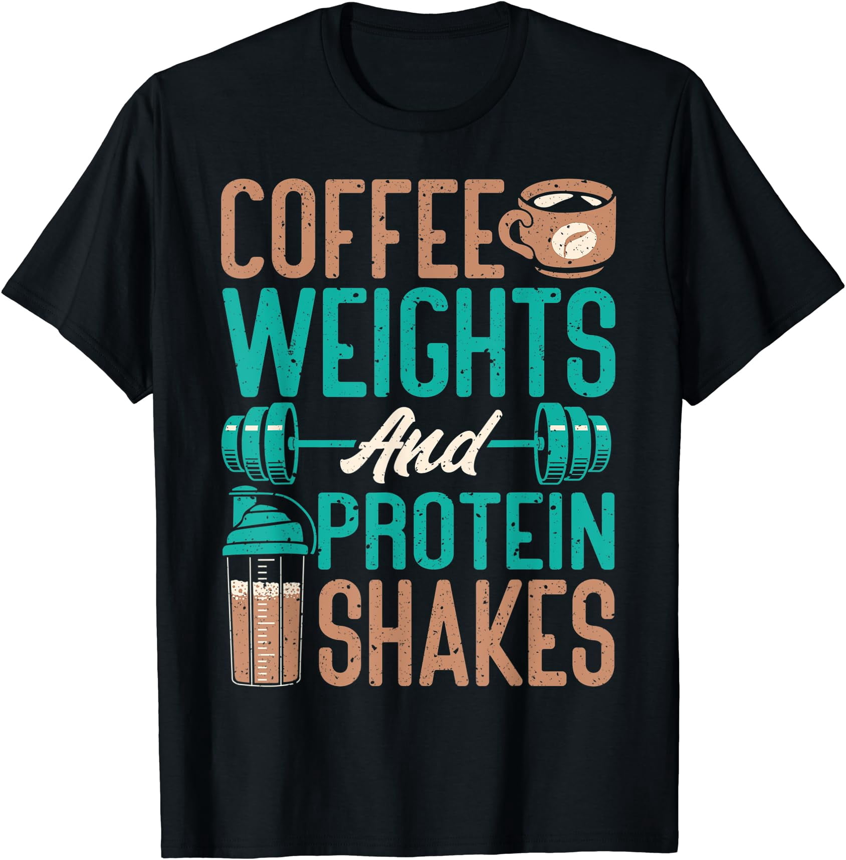 Dynamic Coffee Weights Protein Shakes Weightlifting Graphic T-Shirt for ...