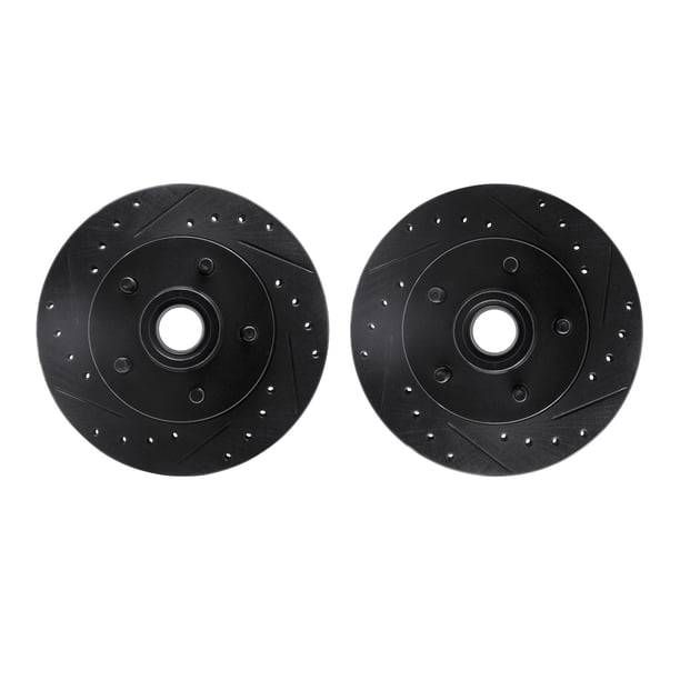 Dynamic Friction Company Front Brake Rotors-Drilled and Slotted-Black ...