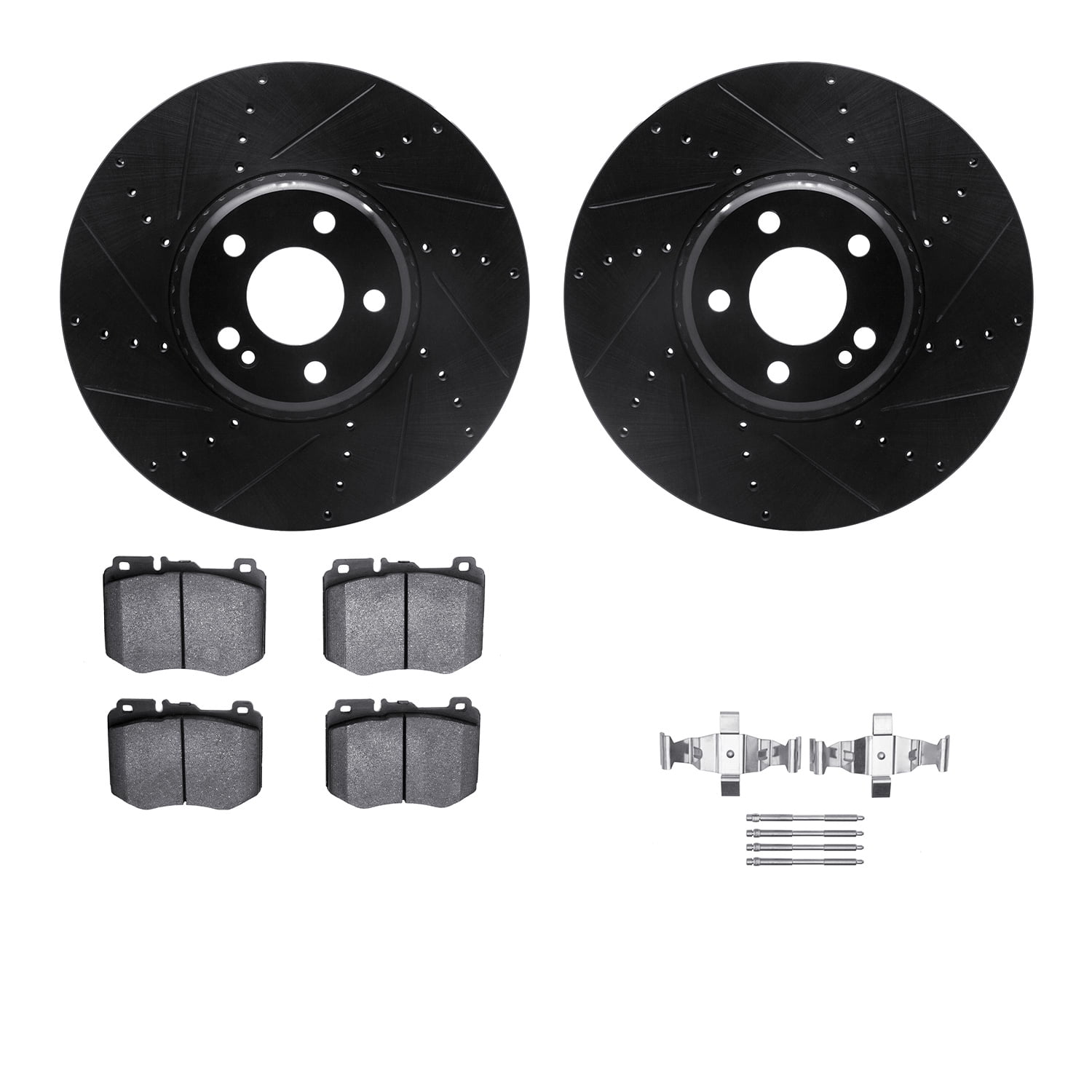 Dynamic Friction Company Front Brake Rotors-Drilled and Slotted-Black ...