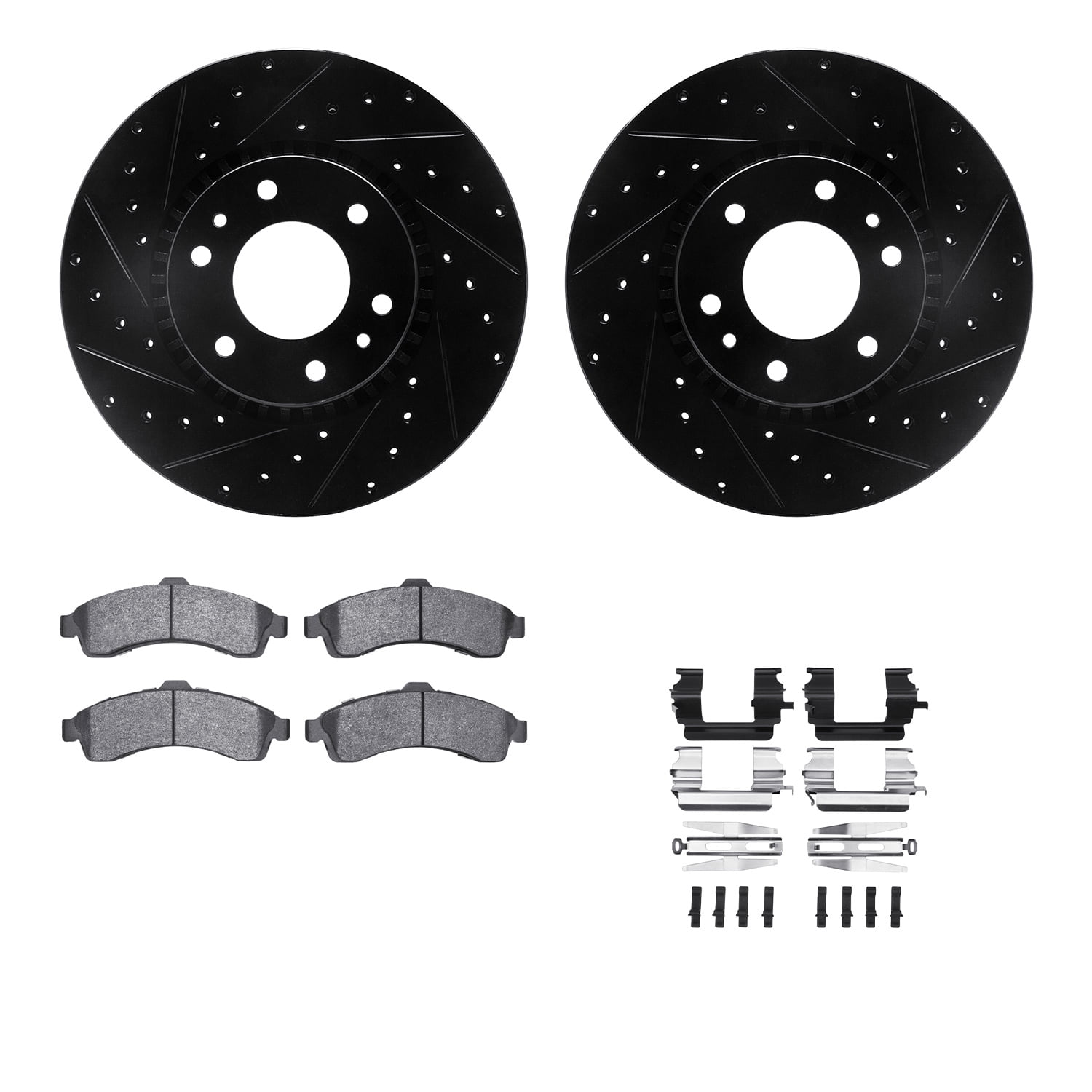 Dynamic Friction Company Front Brake Rotors-Drilled and Slotted-Black ...