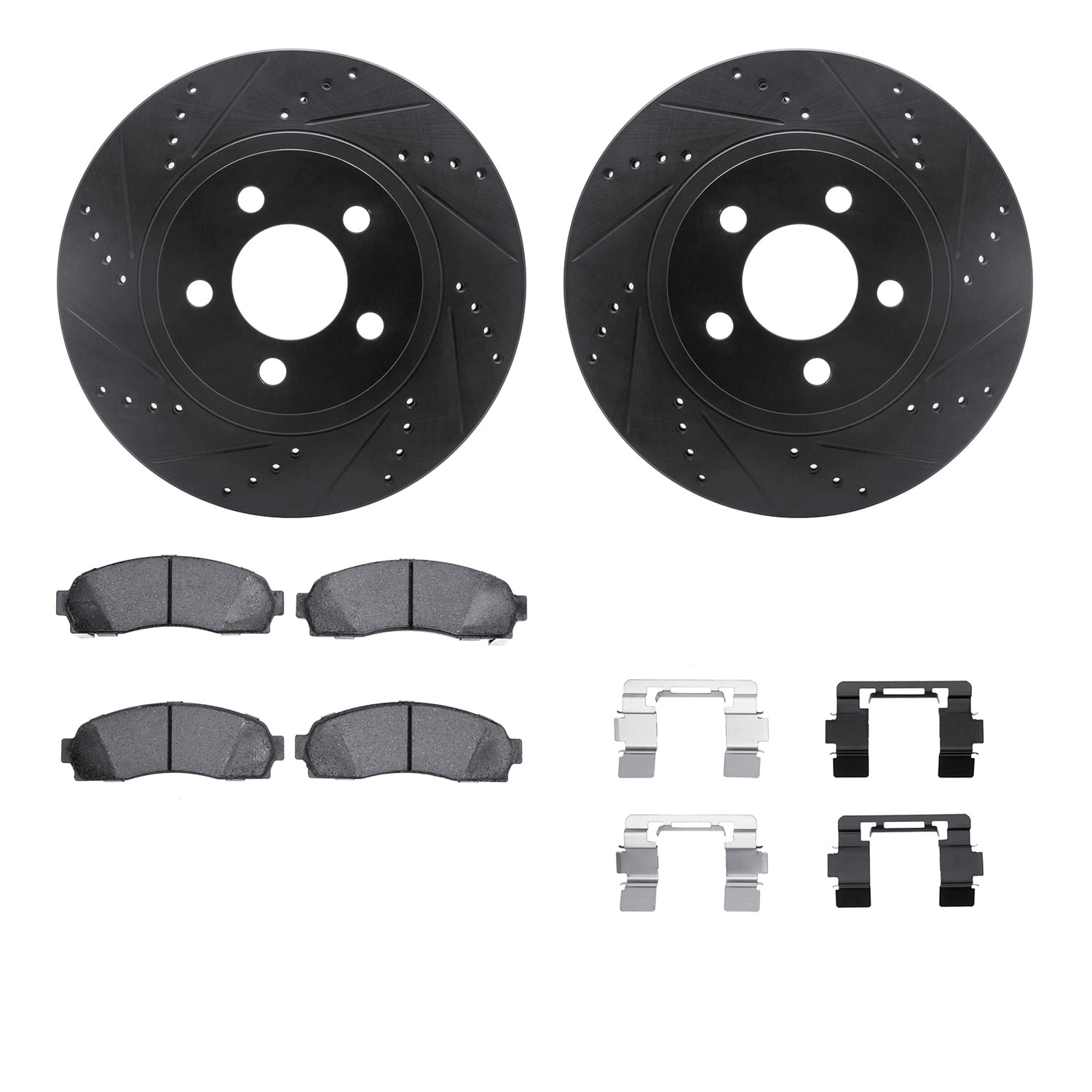 Dynamic Friction Company Front Brake Rotors-Drilled and Slotted-Black ...