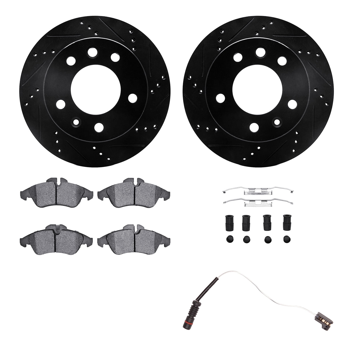 Dynamic Friction Company Front Brake Rotors-Drilled and Slotted-Black ...