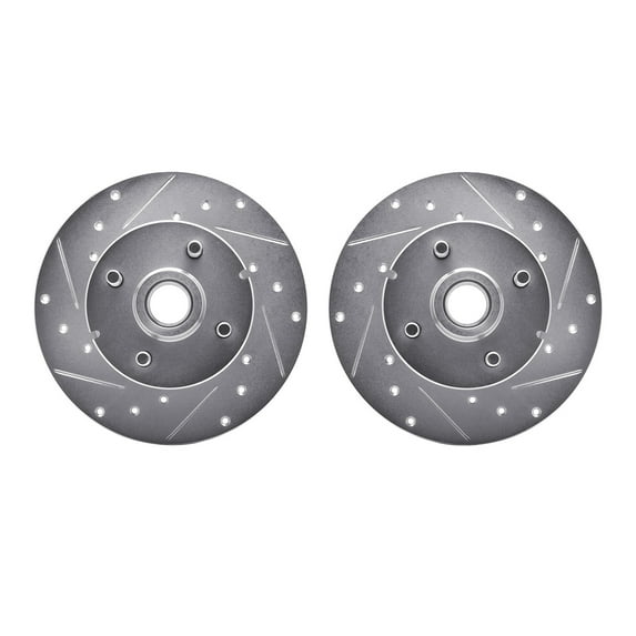 Dynamic Friction Company Front Brake Rotors-Drilled and Slotted-Silver ...
