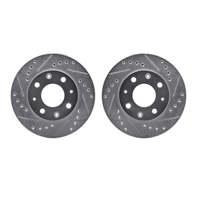 Dynamic Friction Company Front Brake Rotors-Drilled and Slotted-Silver ...