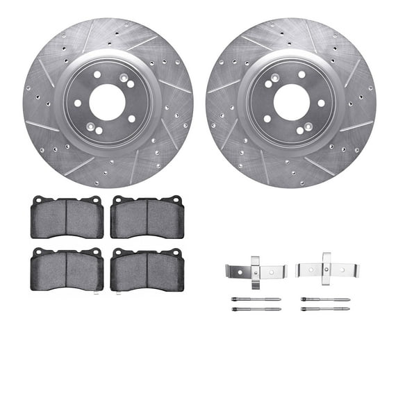 Dynamic Friction Company Front Brake Rotors-Drilled and Slotted-Silver ...