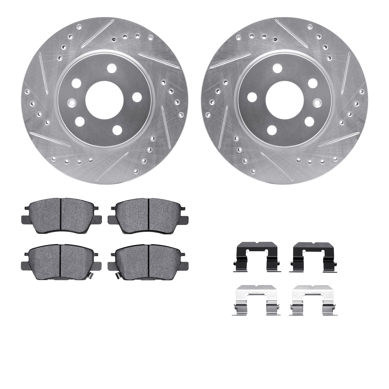 Dynamic Friction Company Front Brake Rotors-Drilled and Slotted-Silver ...