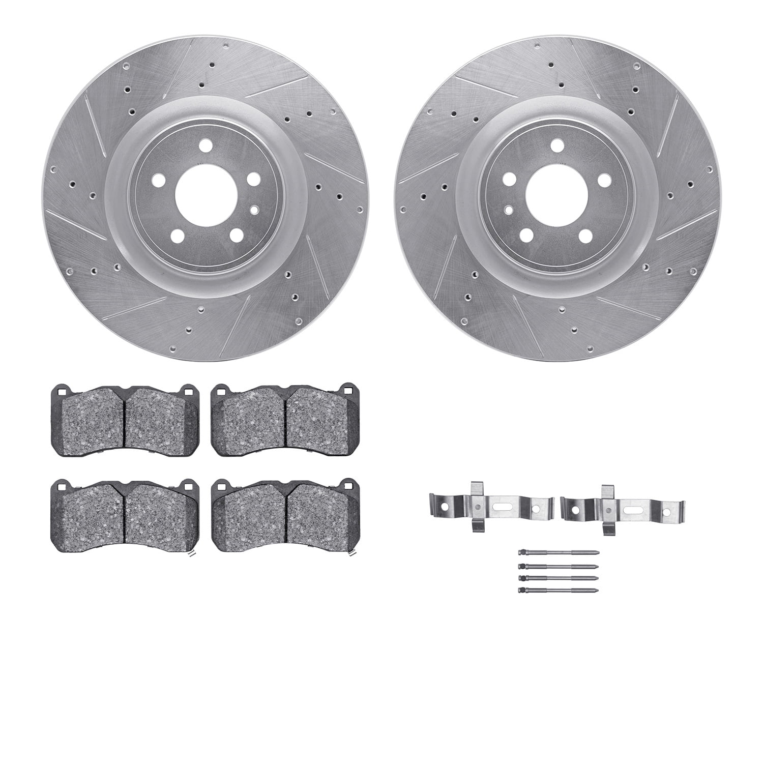 Dynamic Friction Company Front Brake Rotors-Drilled and Slotted-Silver ...