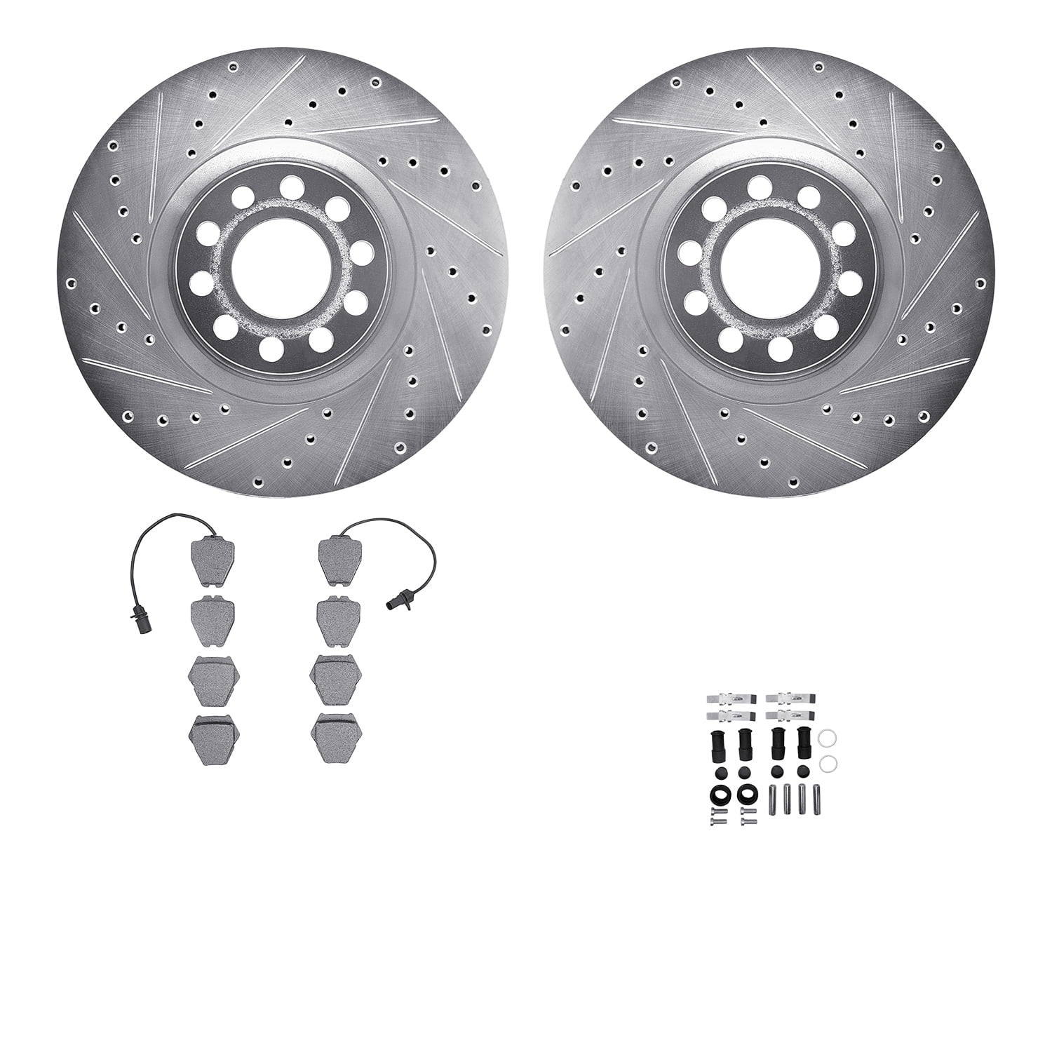 Dynamic Friction Company Front Brake Rotors-Drilled and Slotted-Silver ...