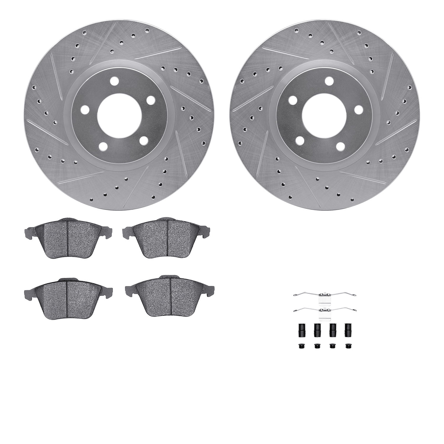 Dynamic Friction Company Front Brake Rotors-Drilled and Slotted-Silver ...
