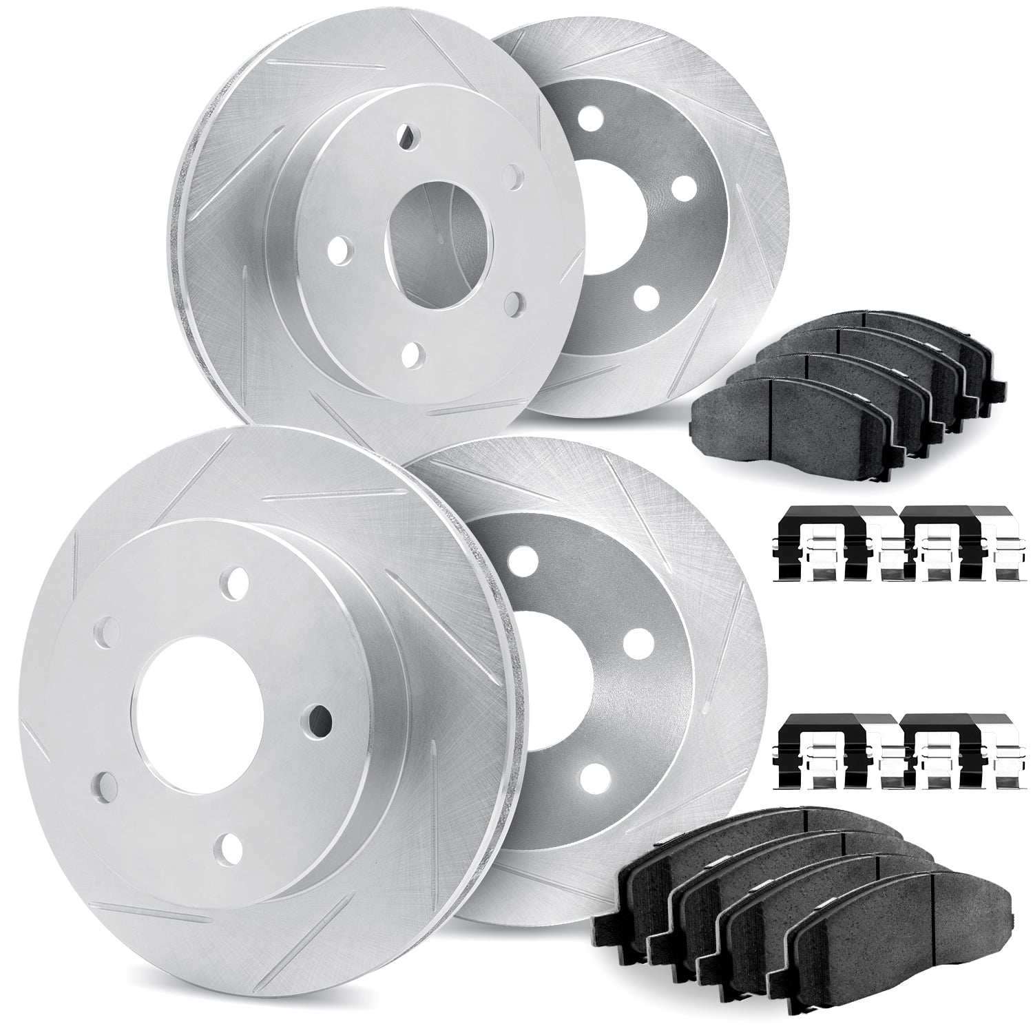 Dynamic Friction Company Front and Rear Brake Rotors Slotted Silver ...