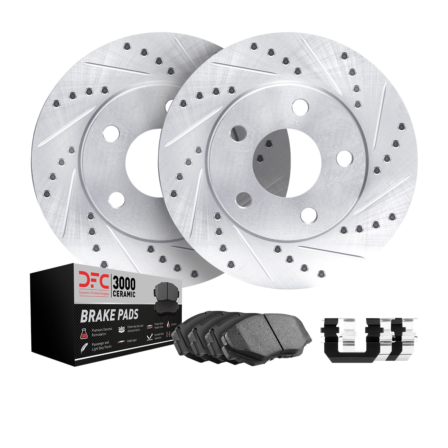 Dynamic Friction Company Rear Brake Rotors-Drilled and Slotted-Silver ...
