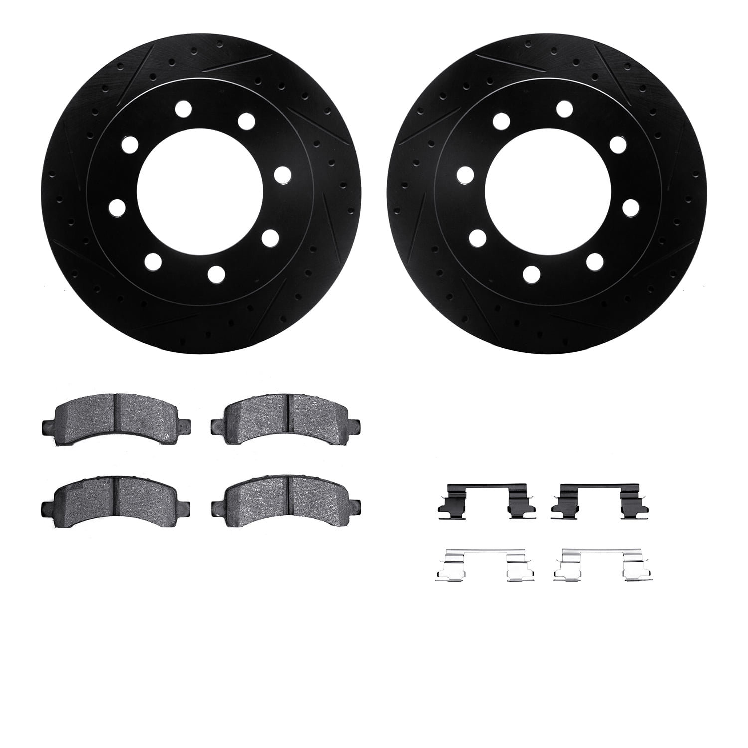 Dynamic Friction Company Rear Brake Rotors-Drilled and Slotted-Black ...