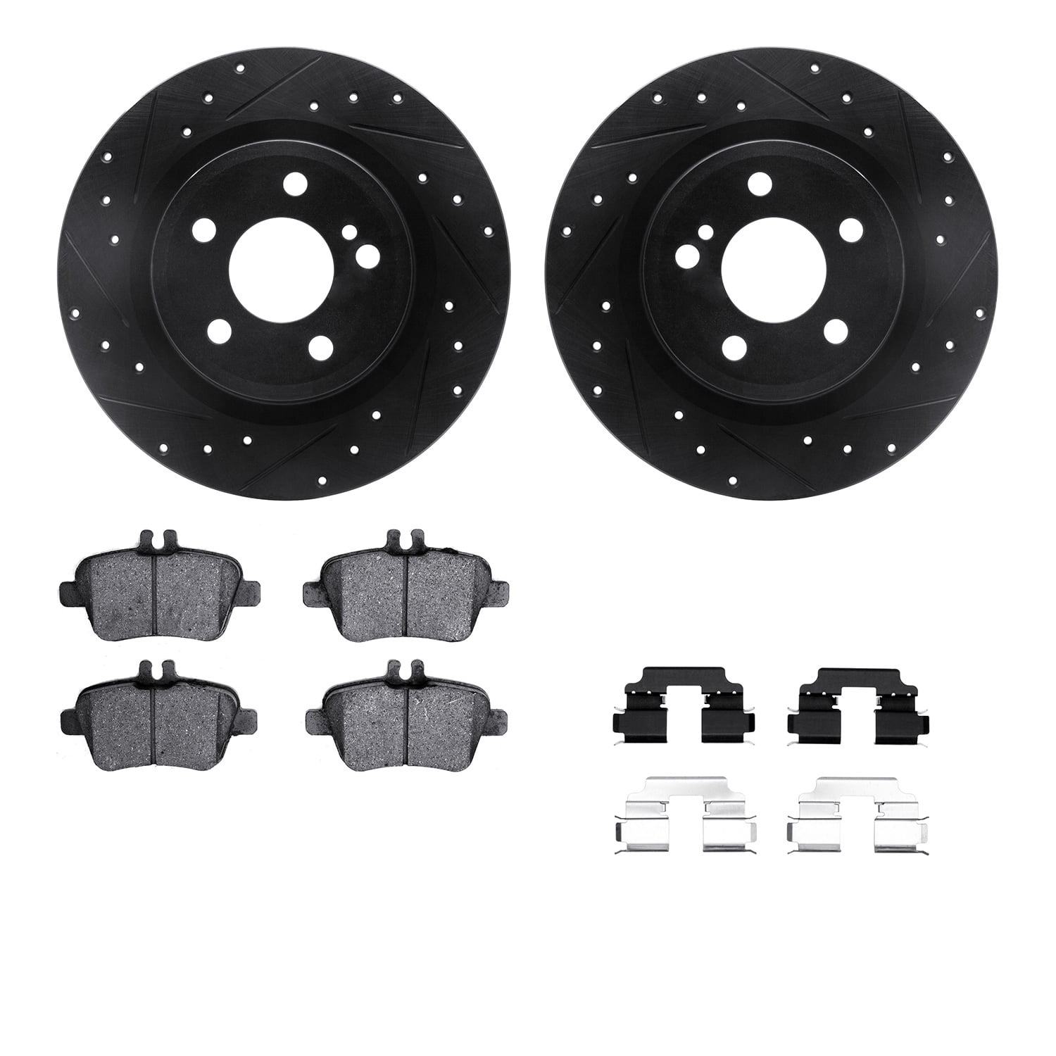 Dynamic Friction Company Rear Brake Rotors-Drilled and Slotted-Black ...