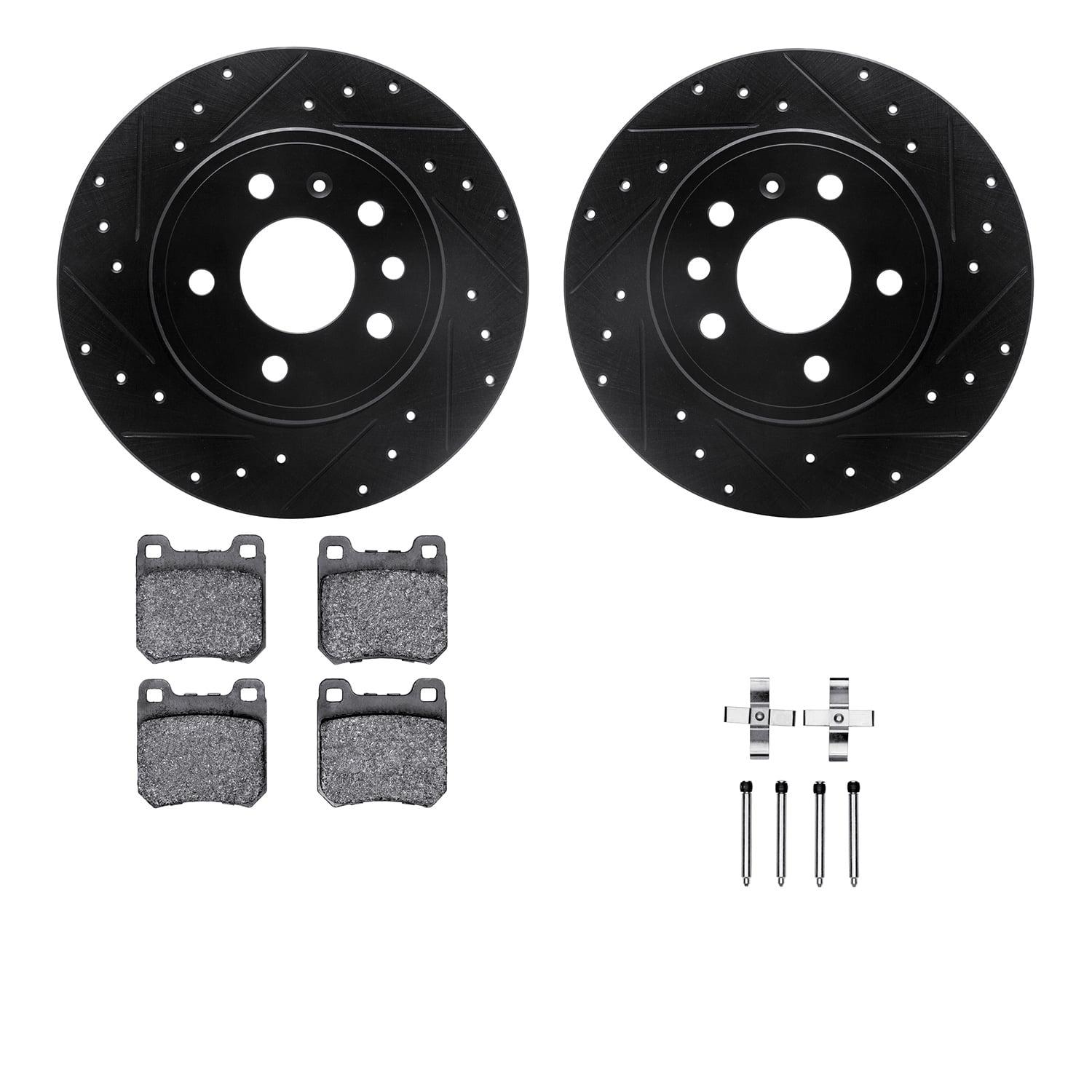 Dynamic Friction Company Rear Brake Rotors-Drilled and Slotted-Black ...