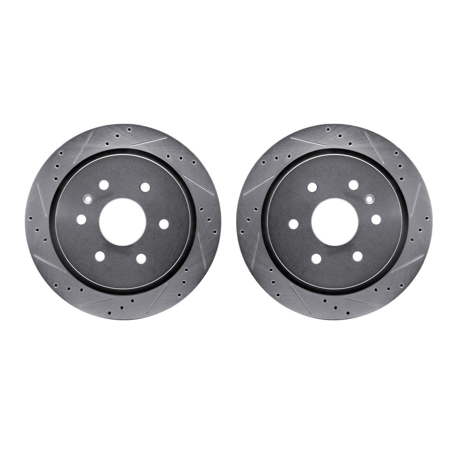 Dynamic Friction Company Rear Brake Rotors-Drilled and Slotted-Silver ...