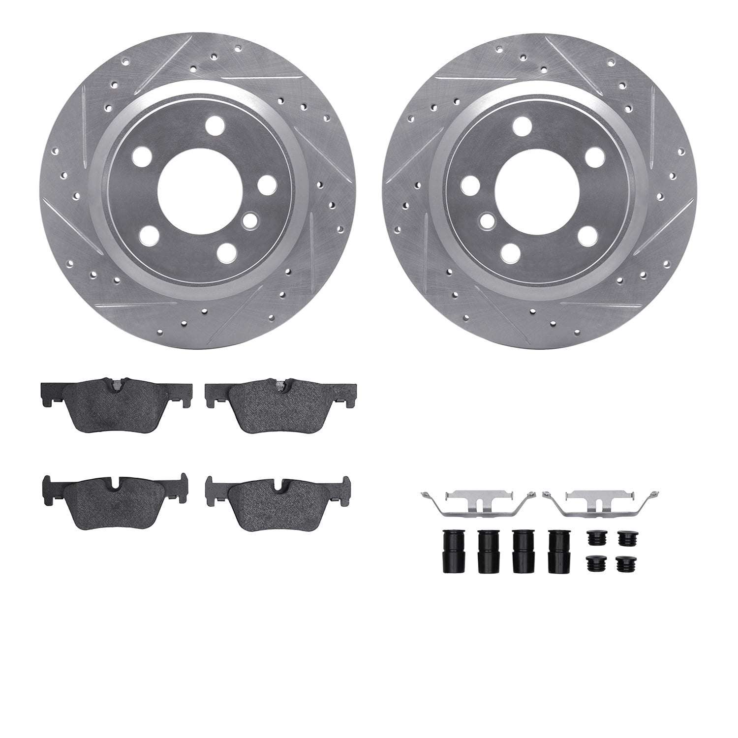 Dynamic Friction Company Rear Brake Rotors-Drilled and Slotted-Silver ...