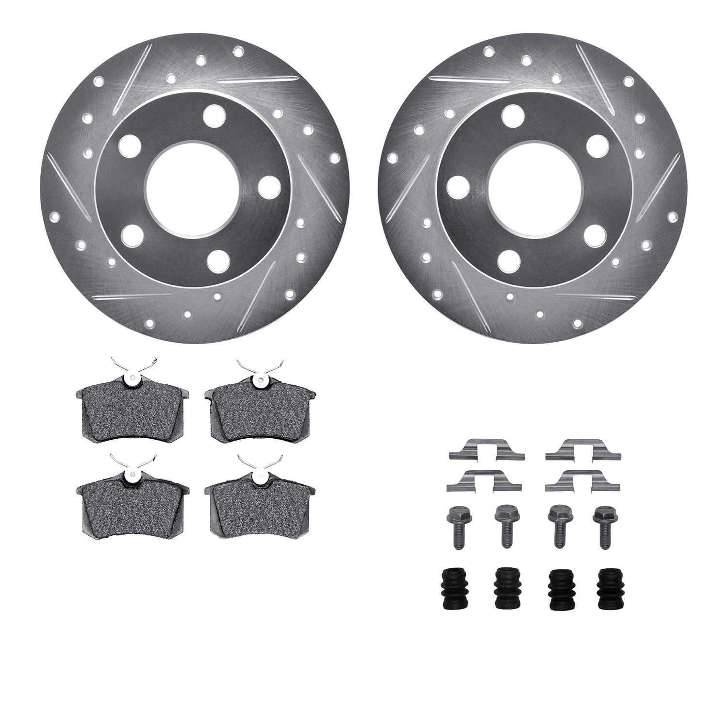 Dynamic Friction Company Rear Brake Rotors-Drilled and Slotted-Silver ...