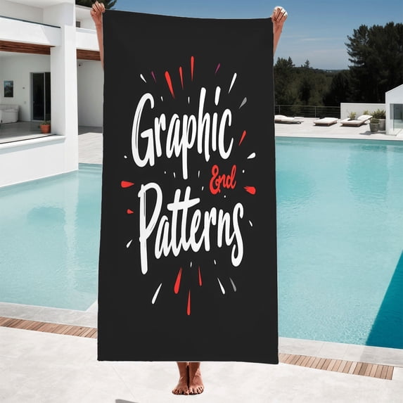Dynamic Graphic End Patterns Beach Towel - Bold Handwritten Design ...
