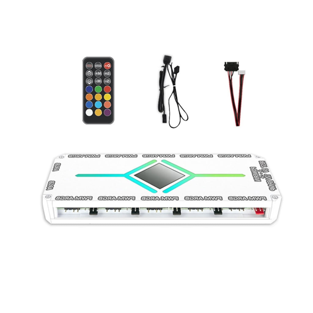 Dynamic Lighting Cycle Fan Hub with 12 ARGB + 10 PWM Port Remote ...