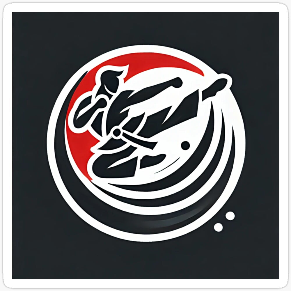Dynamic Martial Arts Logo With Kick Pose Sticker Phone Decal Water ...