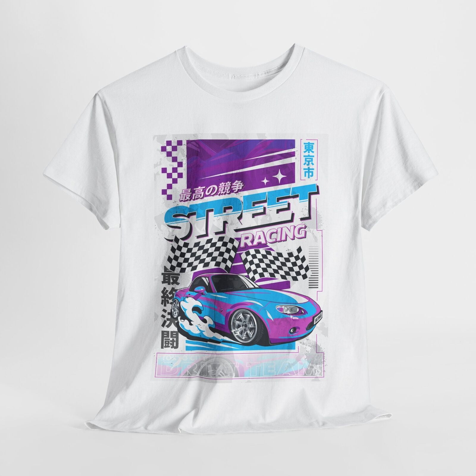 Dynamic Mazda Miata T-Shirt Design: Bold, Retro Street Racing Graphic ...