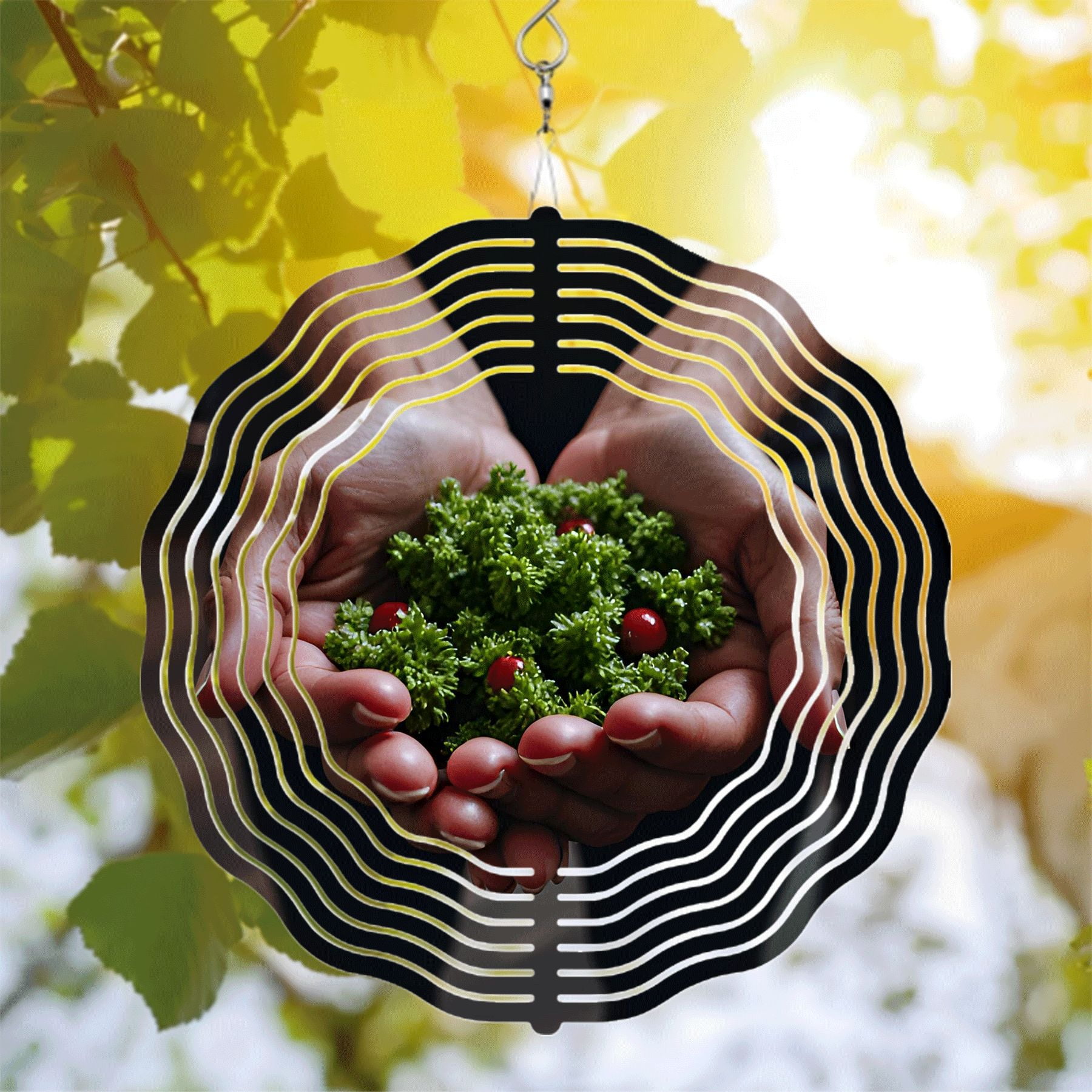 Dynamic Metal Hanging Wind Spinners & Chimes - Modern Concentric Wave ...
