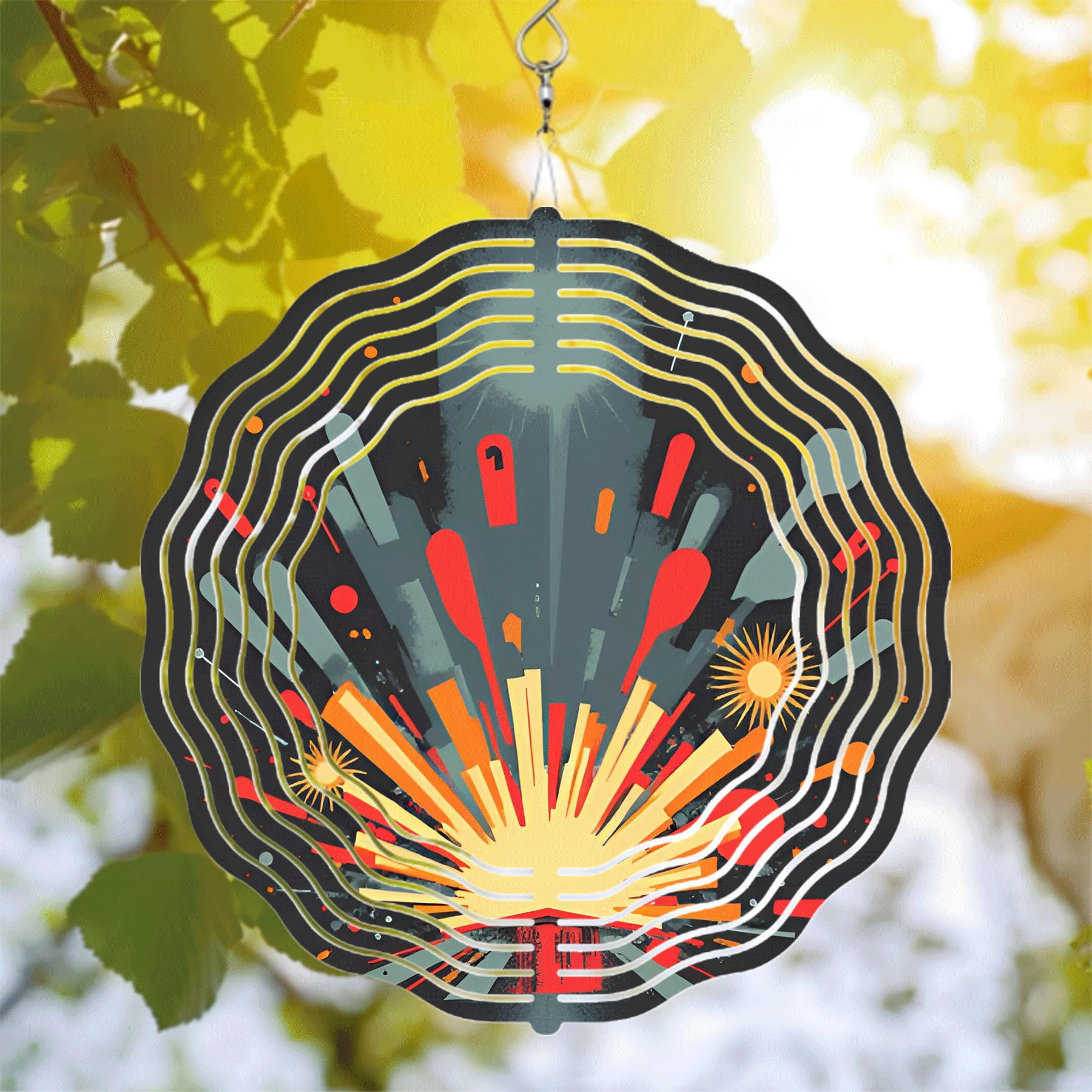 Dynamic Metal Hanging Wind Spinners with Abstract Brain Design ...
