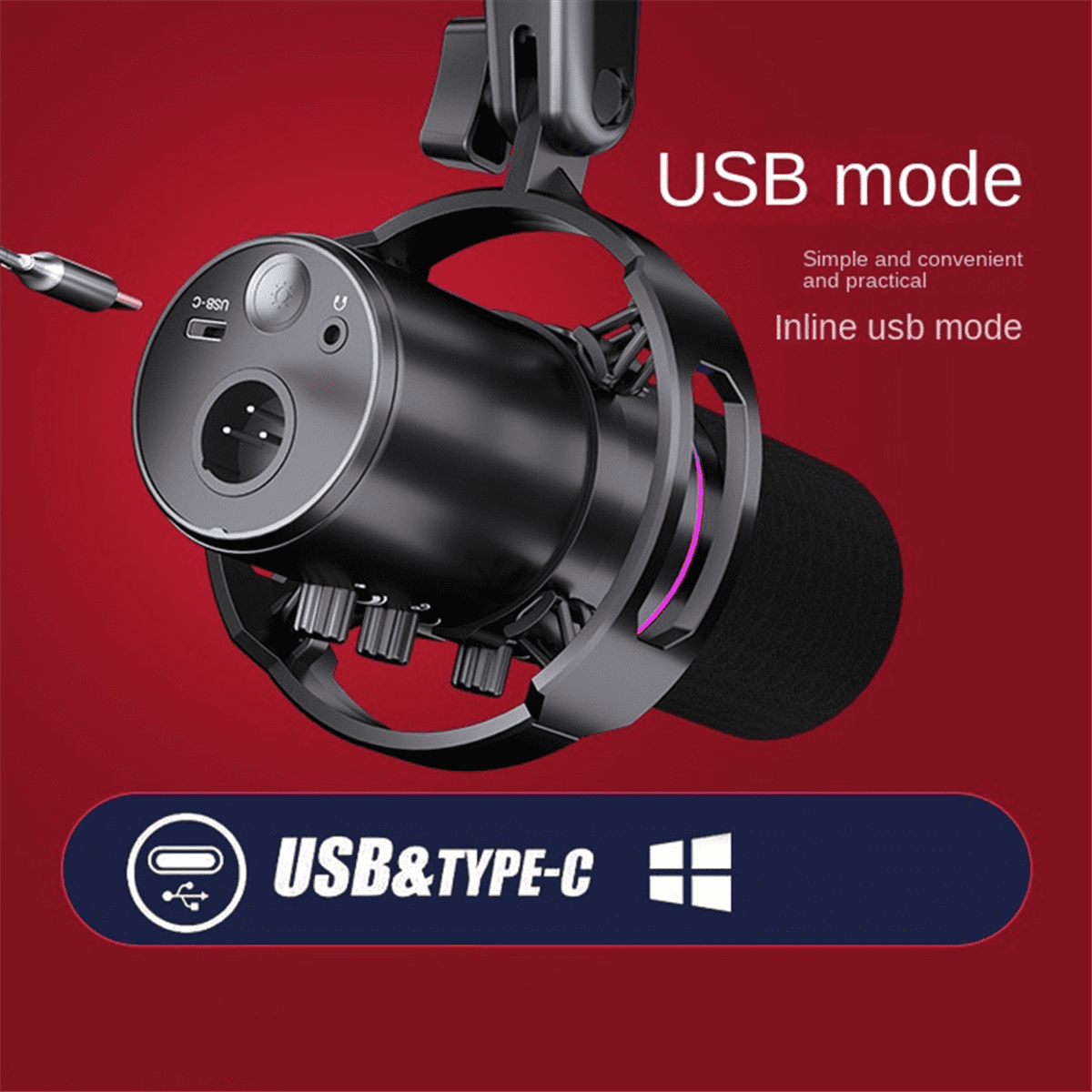 Dynamic Microphone XLR Connect 48V Sound Card Recording - Walmart.com