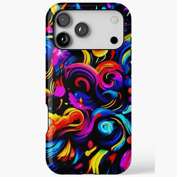 Dynamic Neon Abstract Swirls Modern Design Phone Case Compatible iPhone ...