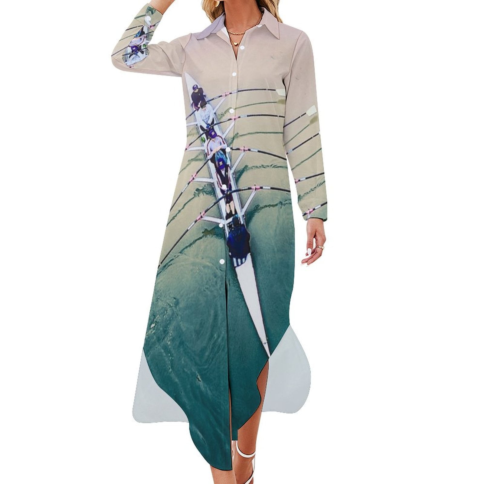 Dynamic Rowing: Team Thrill in Sync Long Sleeved Shirt Dress fairy ...