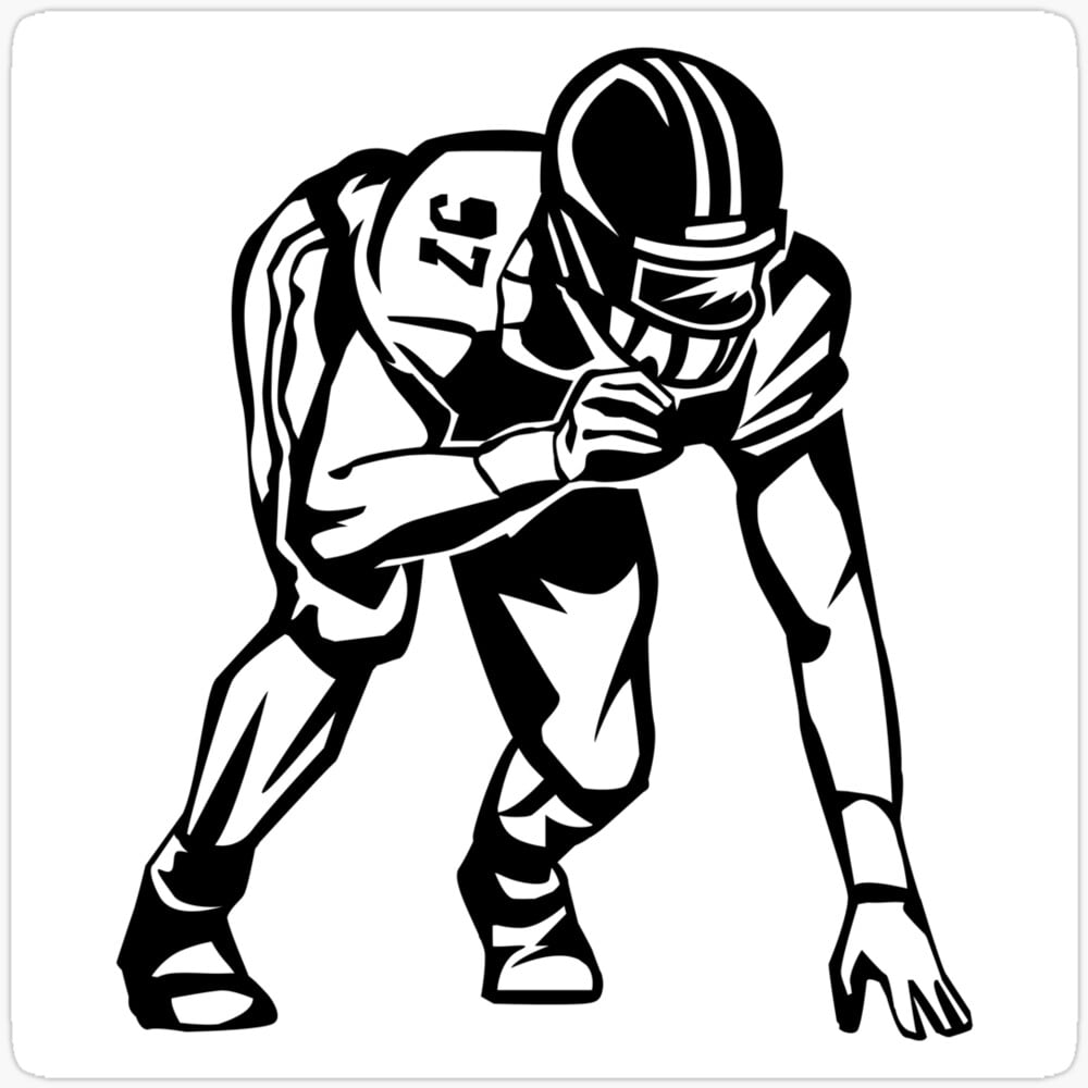 Dynamic Rugby Player In Action - Monochrome Sports Art Sticker Baseball ...