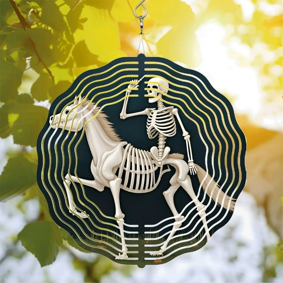 Dynamic Skeleton Horse Metal Wind Spinner - Concentric Circular ...