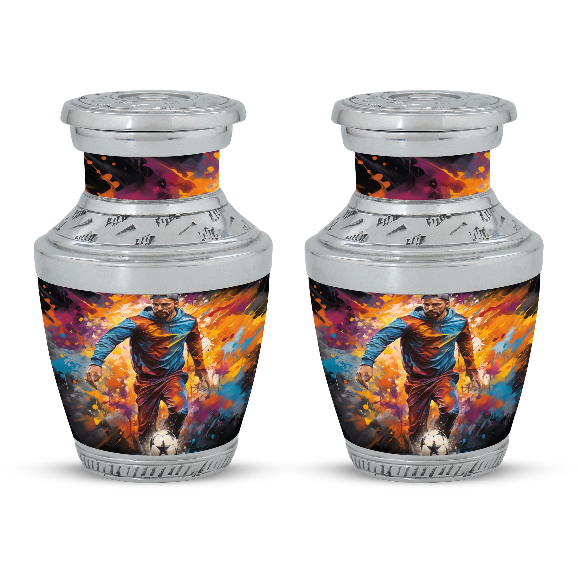 Dynamic Soccer Artwork Serenity's Tribute - Miniature Memorial Urn for ...