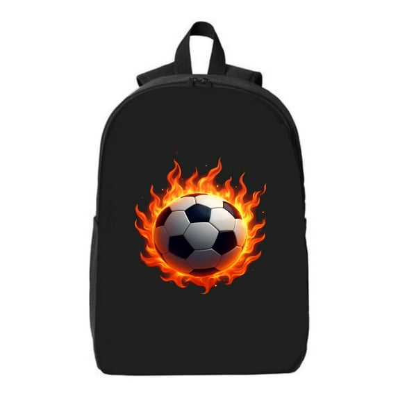 Dynamic Soccer Ball & Flames Design Laptop Backpack - Fits 15 " Laptop ...