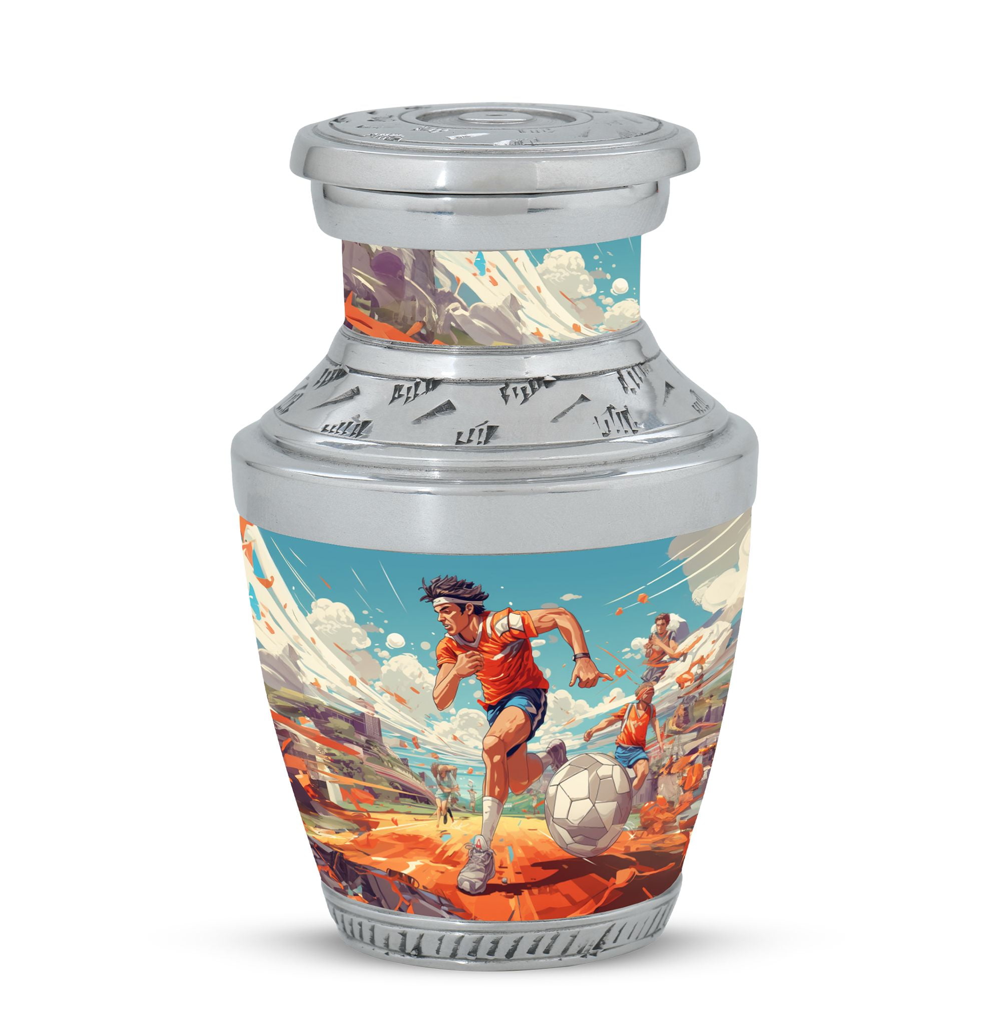 Dynamic Soccer Match Scene Elegant Mini Urn for Human Ashes - Timeless ...